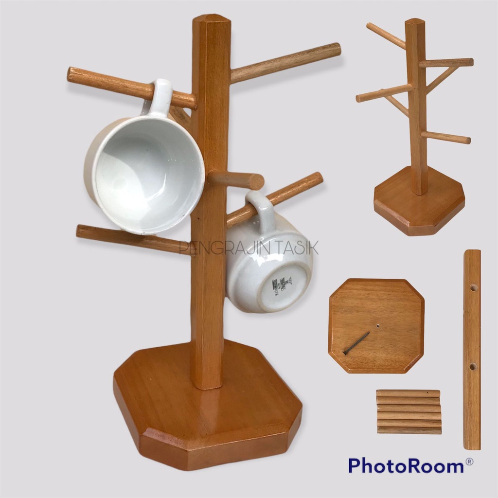 Jual Gantungan Cangkir Mug Bahan Kayu / Mug Holder Kayu / Rak Mug Kayu ...