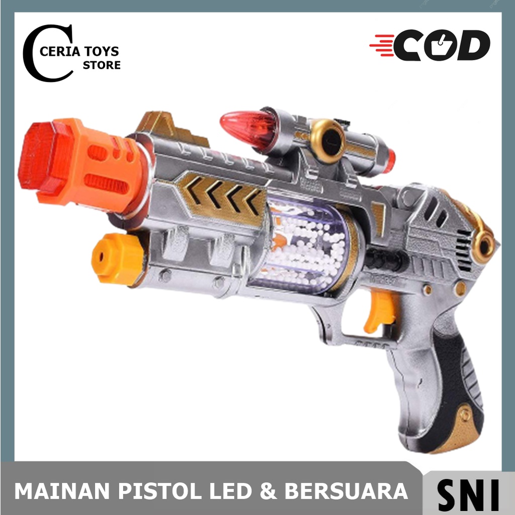 Jual MAINAN ANAK PISTOL TEMBAKAN LASER SOUND GUN BATERAI BERLAMPU DAN ...