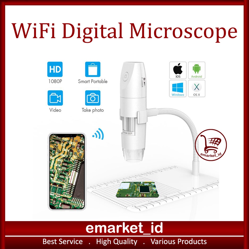 Jual Mikroskop Digital Elektronik LED 50x-1000x Wifi Wireless / USB ...