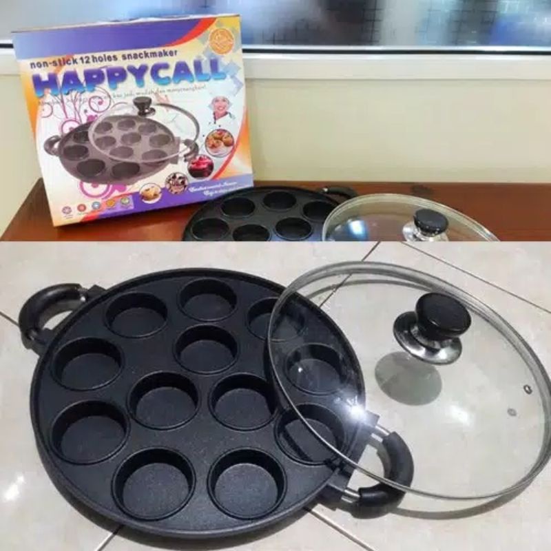 Jual Cetakan kue apem happy call 12 lubang datar teflon | Shopee Indonesia