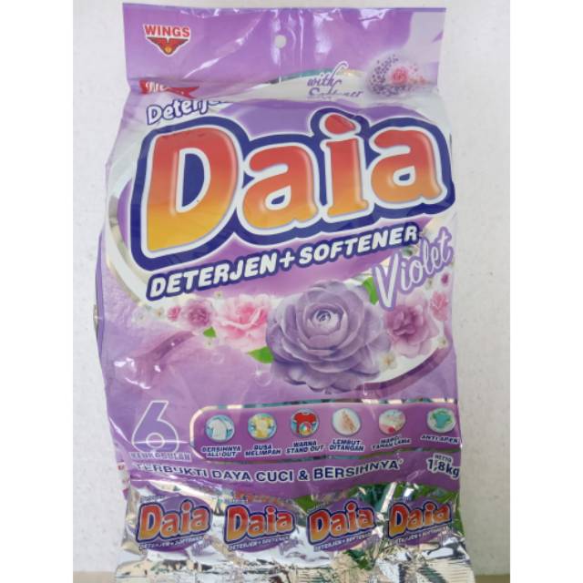 Jual DAIA DETERJEN + SOFTENER VIOLET 1800 gram | Shopee Indonesia