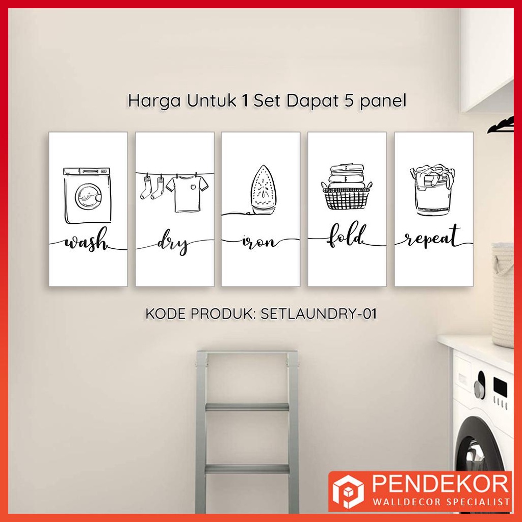 Jual Set Hiasan Dinding Tema Laundry Dapat 5 Panel Pajangan Dinding ...