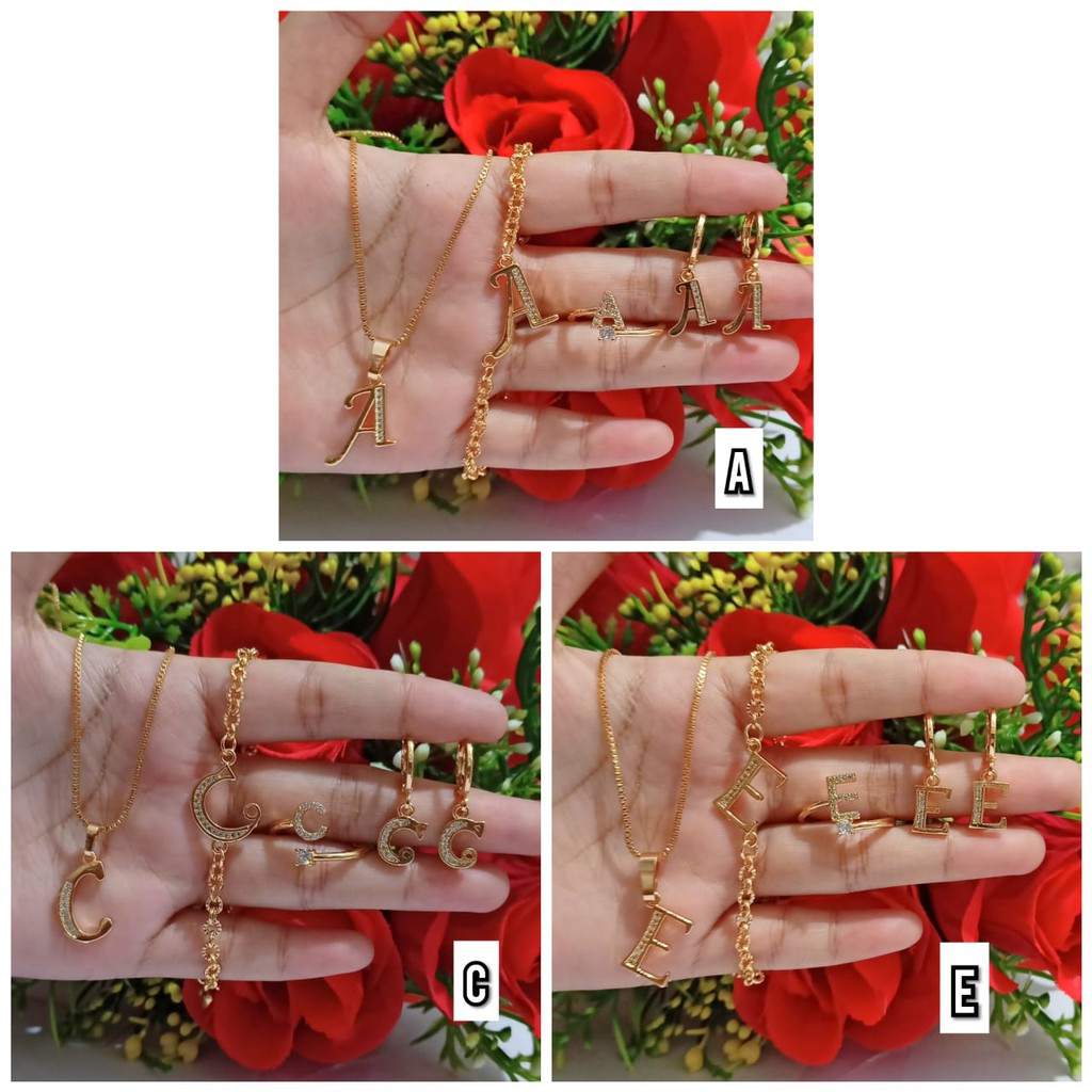 Jual Set Huruf inisial A-Z gold silver chat kami pilih huruf (COD ...
