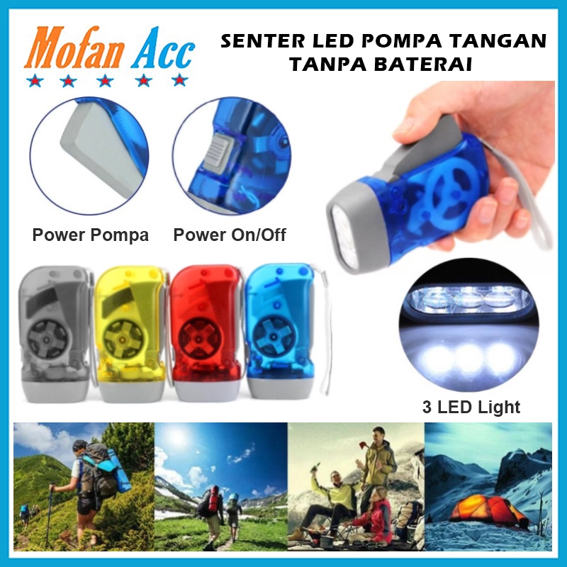 Jual Senter Pompa Tangan Tanpa Baterai / Lampu Penerangan Darurat LED ...