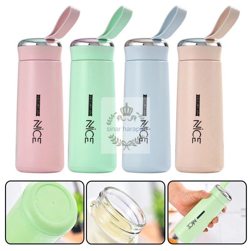 Jual Botol minum NICE/LOVE botol minum kaca beling/termos botol 400ml | Shopee Indonesia