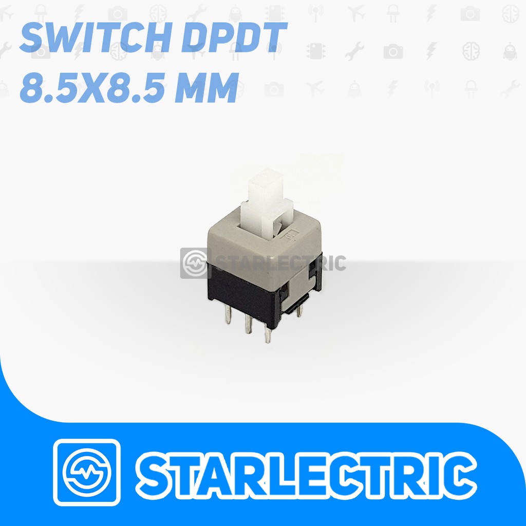 Jual 8.5mm self-locking latching Push button switch kotak 6 pin DPDT ...