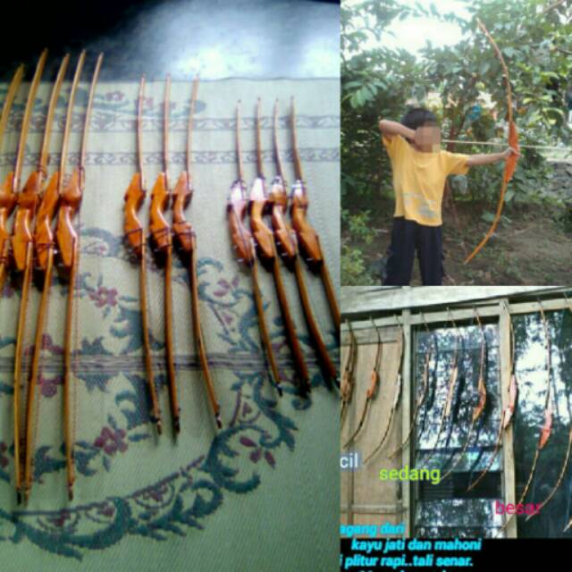 Jual Panahan tradisional jemparingan mini handle kayu limbs bambu 125cm ...