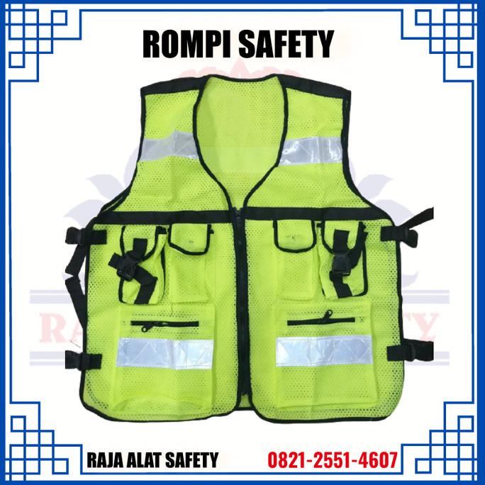 Jual Rompi Safety 6 Kantong Hijau Stabilo / Rompi Kerja Bahan Jaring ...