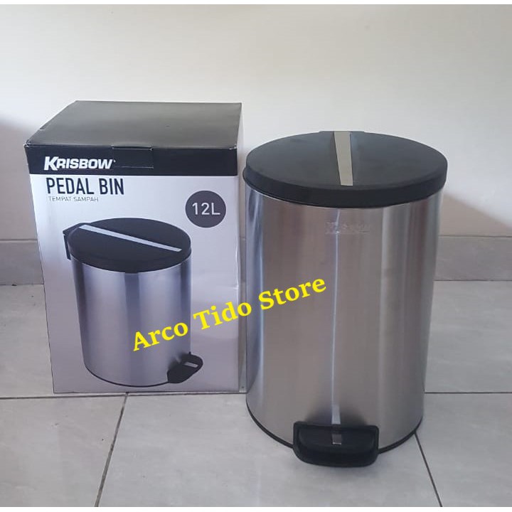 Jual Tempat Sampah Pedal Krisbow Stainless Steel Pp 12 Ltr | Shopee Indonesia