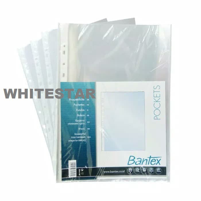 Jual sheet protector / pocket clear bantex f4 (8843 08) - set (isi 20 ...