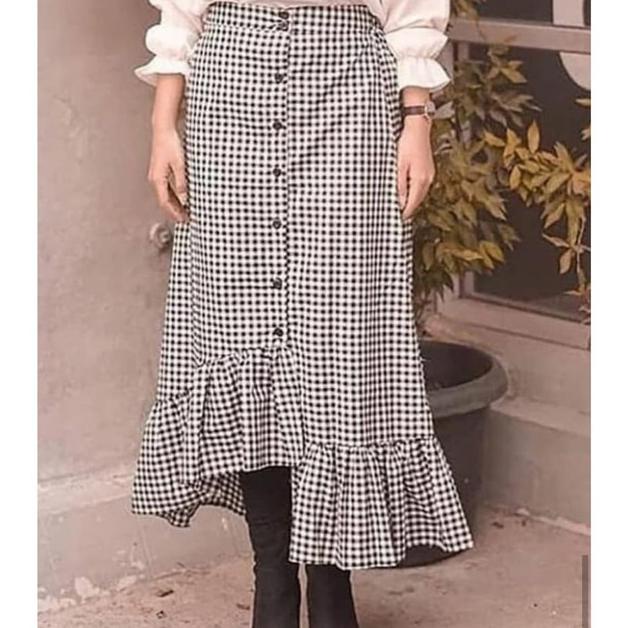 Jual ROK ZARA TARTAN RUFFLE / ROK PANJANG RUFFLE KOTAK / ROK RUFFLE ...