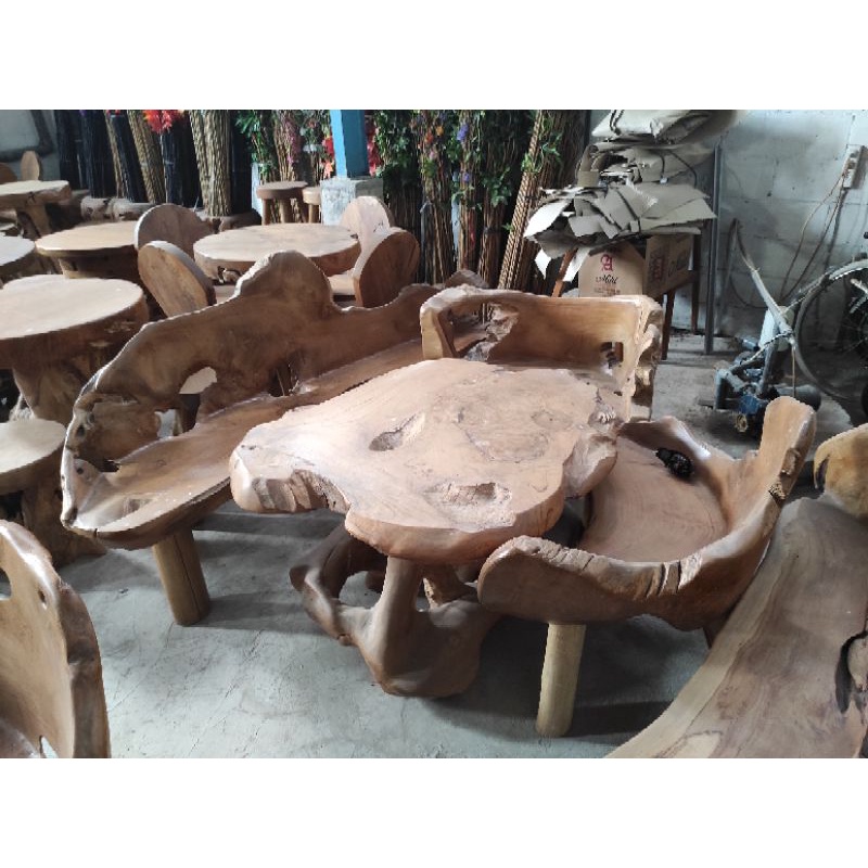 Jual Set Meja Kursi Tamu Akar Kayu Jati (2 Kursi dan 1 Meja) | Shopee ...