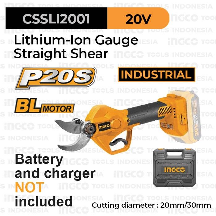 Jual Mesin Gunting Dahan 20V INGCO CSSLI2001 Gunting Dahan Cordless Pruning Shear 20V BRUSHLESS ...