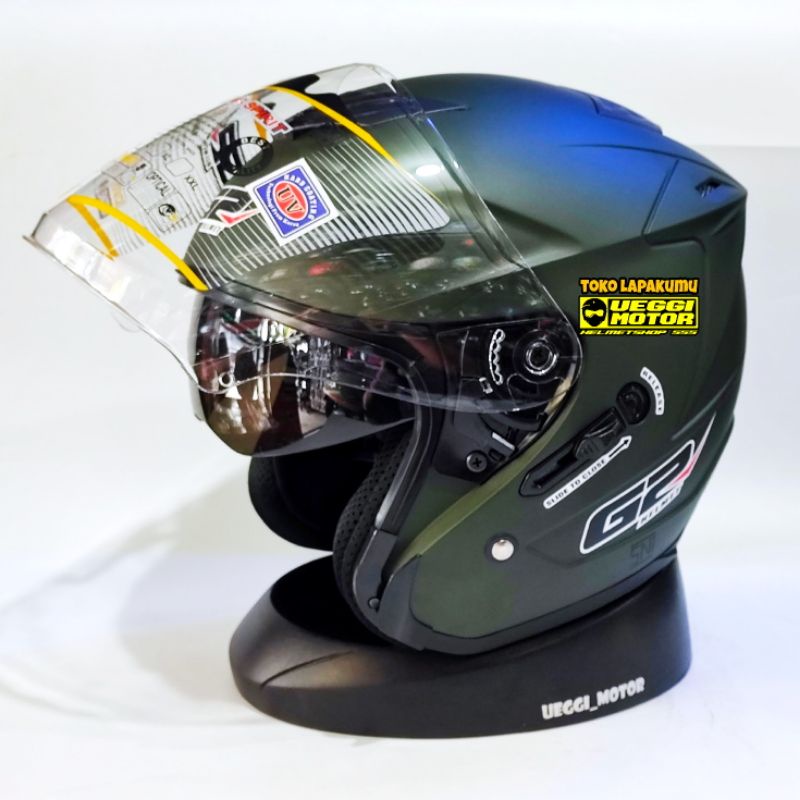 Jual Helm G2 Optimax Half Face Aqua Doble Visor | Shopee Indonesia