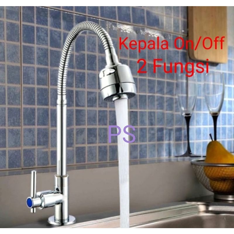 Jual Kran angsa tanam flexible kepala besar on/off - Keran dapur sink ...
