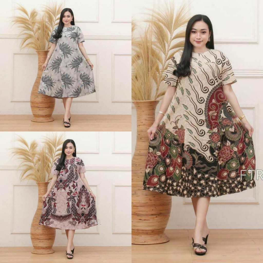 Jual Daster Katun Batik Lengan Pendek -Motif Bunga- sleting depan ...