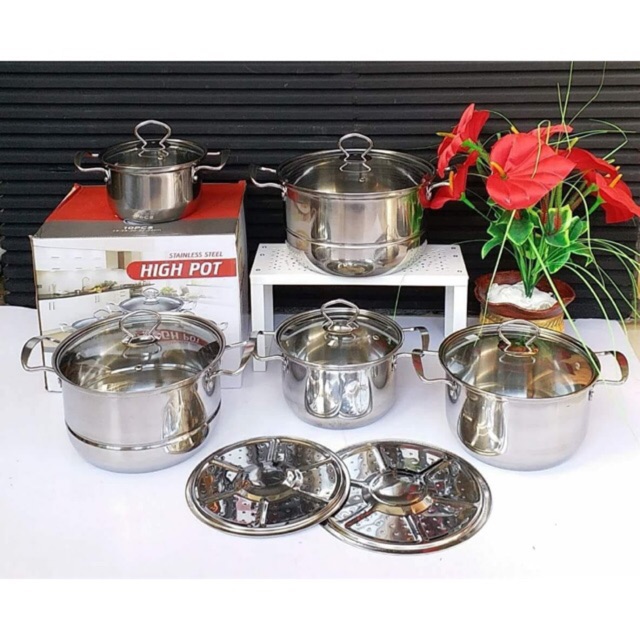Jual High pot set stainless stell 12 pcs ori tebal dan berat | Shopee ...