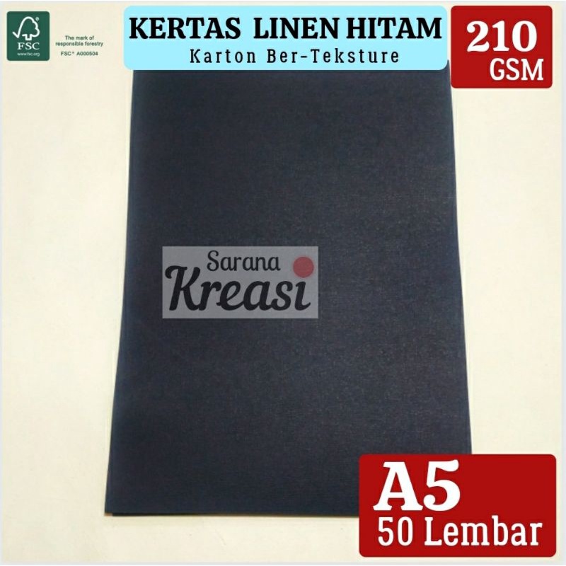 Jual Kertas Linen Hitam Karton 220gr A5 (50 Lembar) | Kertas Karton ...
