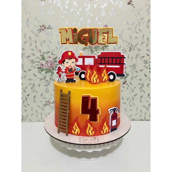 Jual Topper cake kue pemadam kebakaran damkar free nama dan ucapan ...
