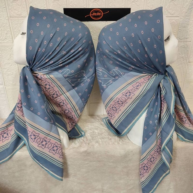 Jual HIJAB SEGI EMPAT VOAL MOTIF ETNIK BIRU MUDA KERUDUNG JILBAB MURAH ...