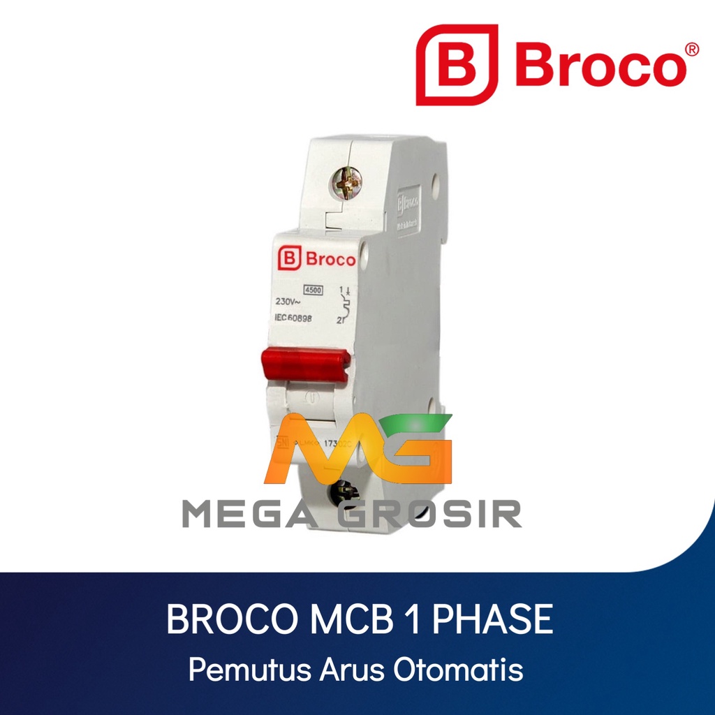 Jual MCB Broco 1P 2A 4A 6A 10A 16A - Mini Cricuit Breaker 1 Phase 2 4 6 ...