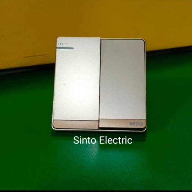 Jual NERO Decora Gold Saklar 2 Gang 1 Way LED Saklar Seri 1 Arah LED ...