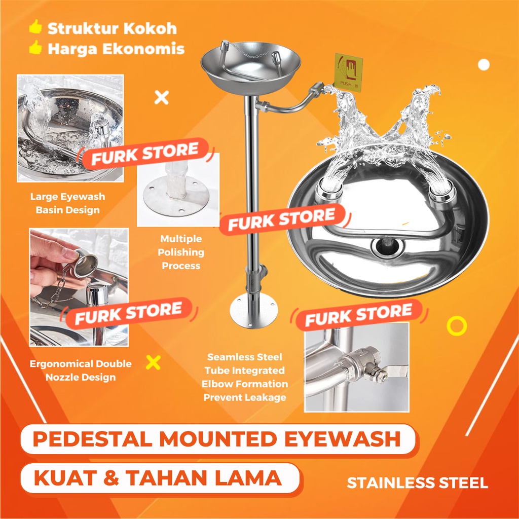 Jual Stainless Safety Emergency Eyewash Stand Pedestal, Eyewash ...
