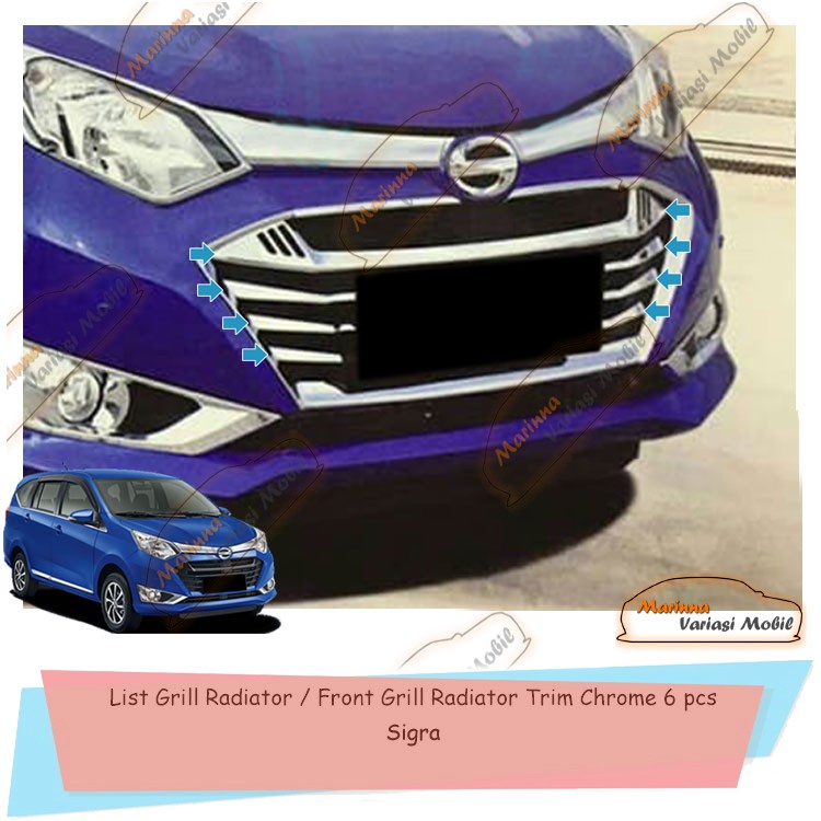 Jual List Grill Radiator Front Grill Radiator Trim Chrome 6 Pcs Mobil ...