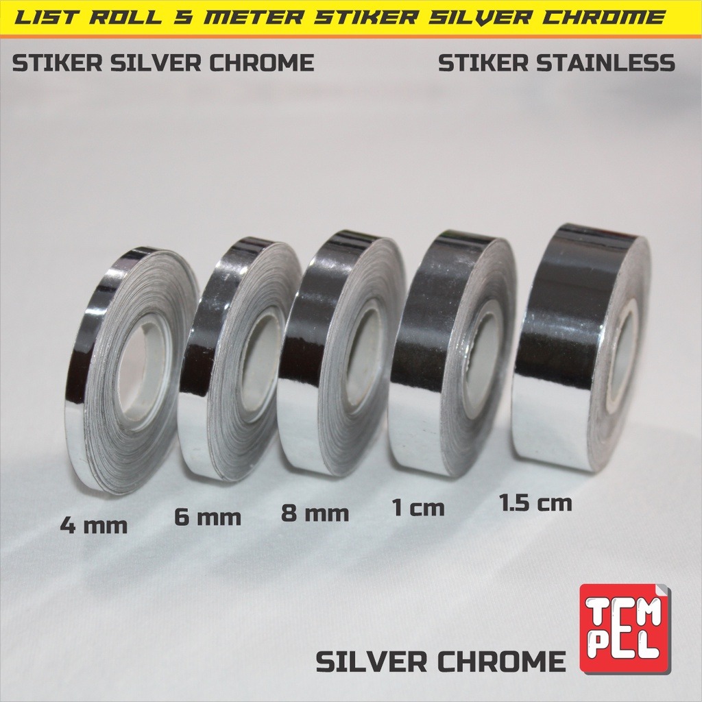 Jual STIKER List roll velg 4mm/6mm/8mm/1cm/1.5cm SILVER CHROME ...