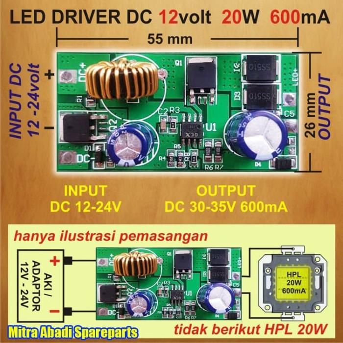Jual LED Driver DC 12V-24V/12-24 Volt 20W/20 Watt 600 mA Tanpa Casing | Shopee Indonesia