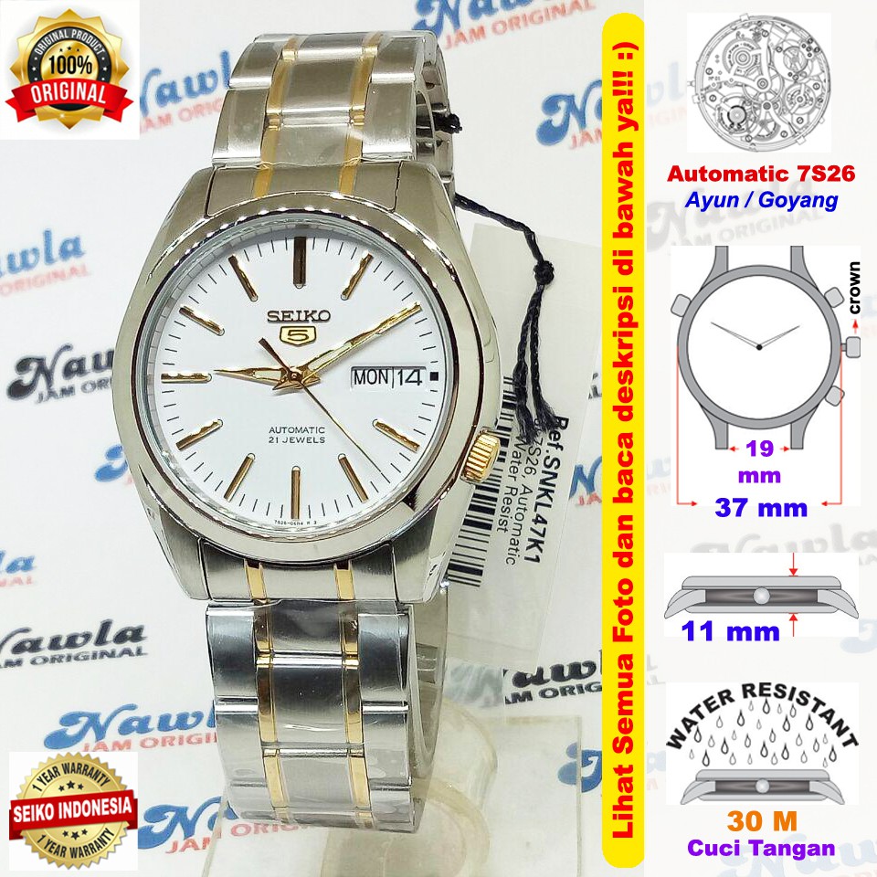 Jual Seiko 5 SNKL47K1 Automatic White Dial - Jam Tangan Pria SNKL47 ...