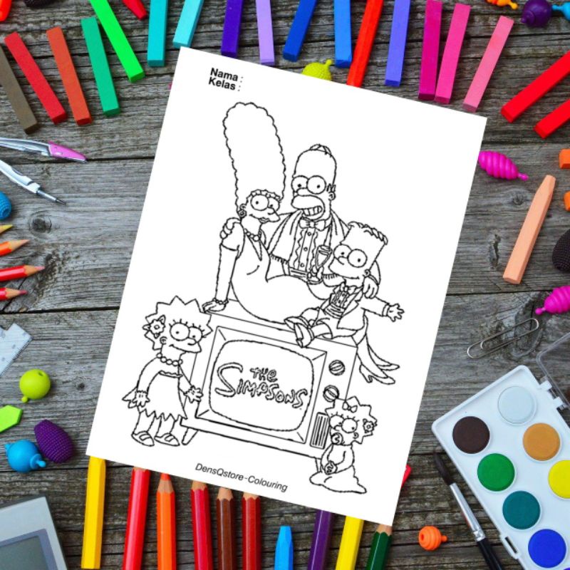 Jual Kertas Gambar Mewarnai/Colouring Anak Tema The Simpsons - Kertas ...
