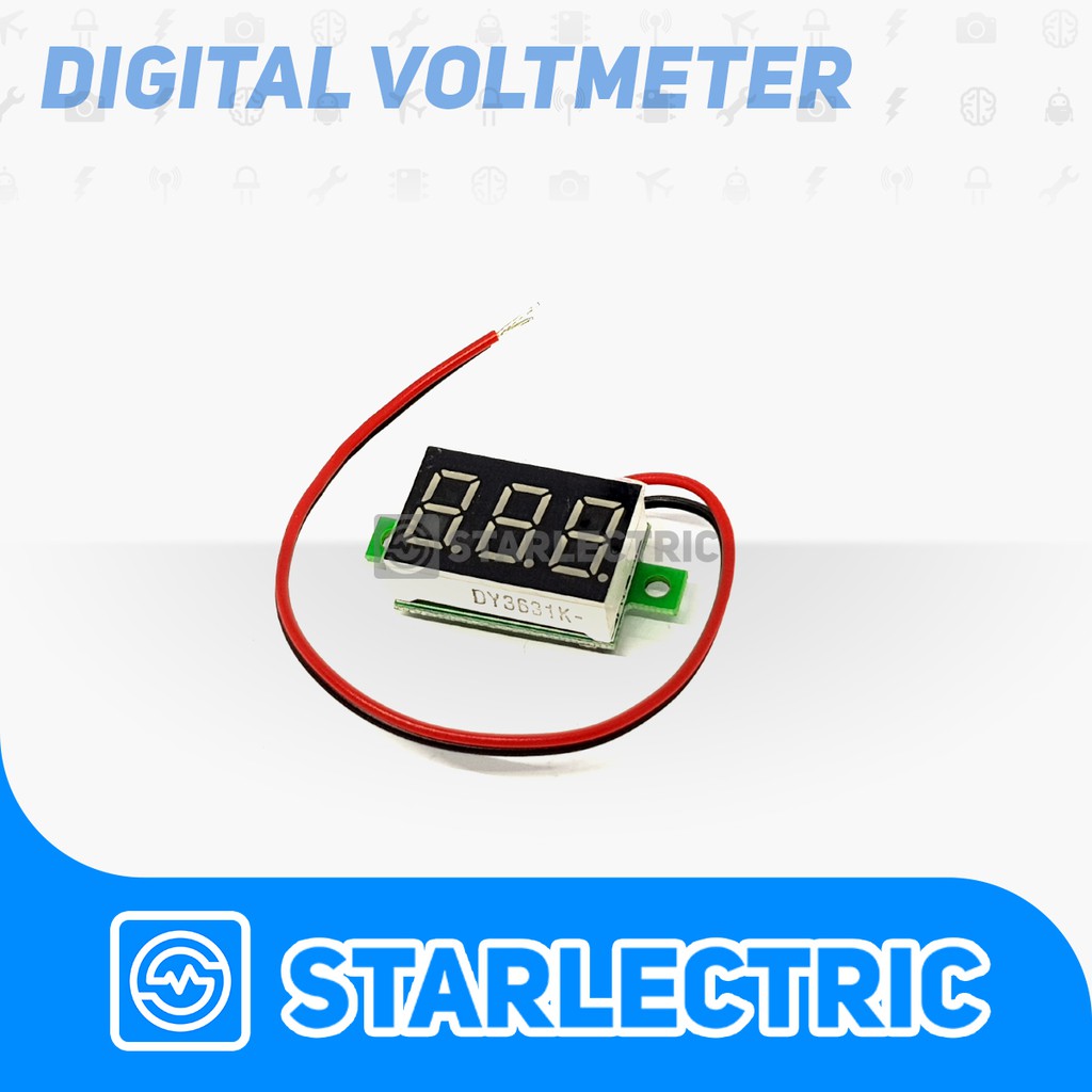 Jual Digital Voltmeter Mini 4-30V 3 kabel LED Merah Tester Elektronik ...