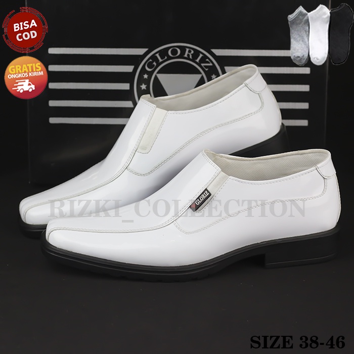 Jual Sepatu Kilap Pantofel Putih Pria Sepatu Formal Pria Kerja Guru ...