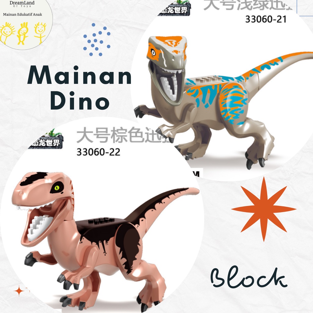 Jual Mainan edukasi anak block boneka Hewan Dinosaurus Trex ...