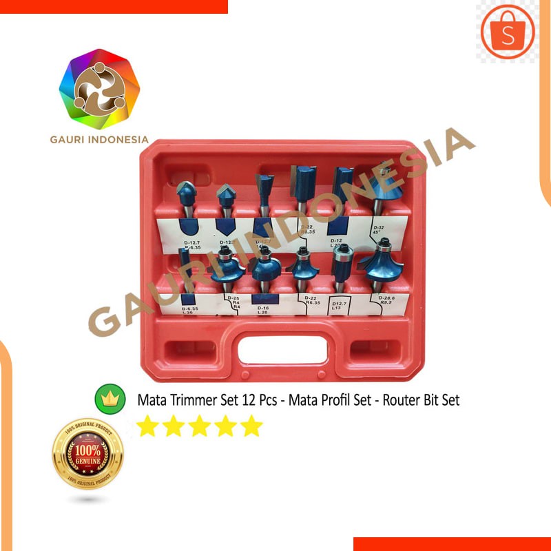Jual MATA TRIMMER |12 Pcs - 6mm | ROUTER BIT SET | MATA PROFIL SET ...