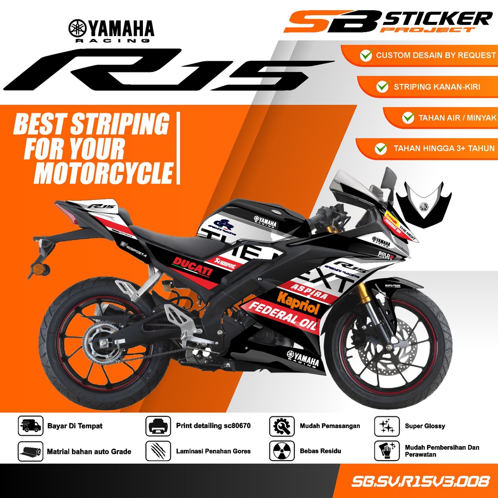 Jual STRIPING R15 V3 - STRIPING HOLOGRAM YAMAHA R15 V3 2017-2021 DUCATI ...