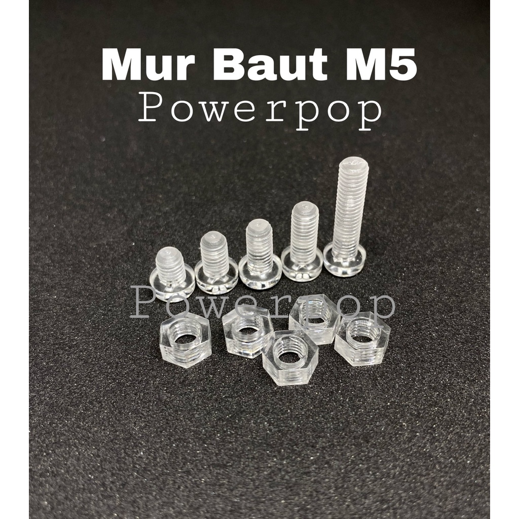 Jual Mur Baut M5 Akrilic / Mur Akrilik Baut Bening Transparan M5x6 M5x8 ...
