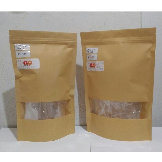 Jual SPKW 16x22 Standing Pouck Kraft Paper dengan Zipper | Shopee Indonesia