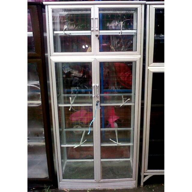 Jual Lemari Serbaguna Aluminium 2 Pintu Frame Putih Kaca Polos | Shopee ...