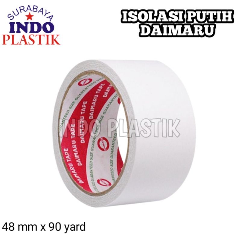 Jual selotip isolasi lakban daimaru warna putih plastik opp 100 meter ...