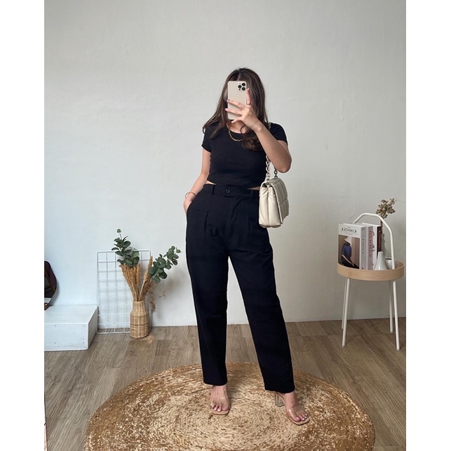 Jual Yori Linen Pants | Celana Basic Kantor Kuliah Wanita | Highwaist ...