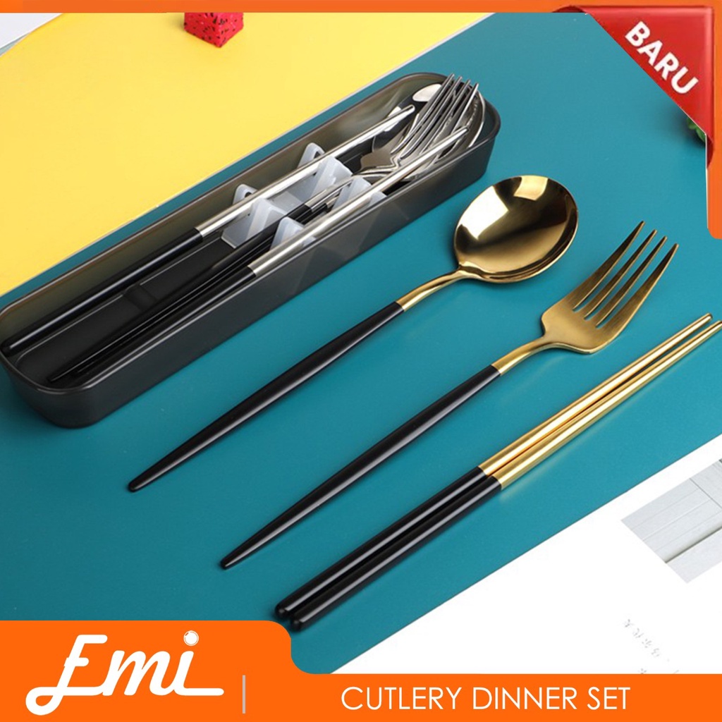 Jual Set Perlengkapan Makan Sendok Garpu Sumpit Cutlery Dinner Set ...