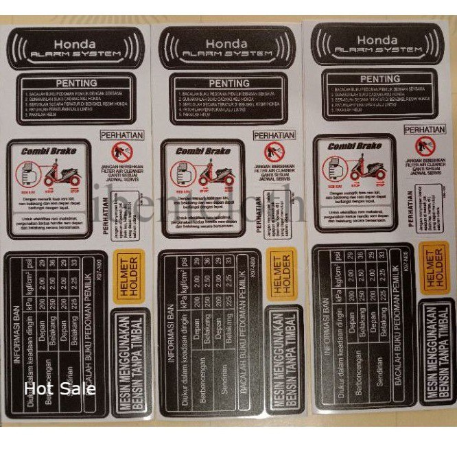 Jual STICKER PERHATIAN HONDA stiker honda set sticker perhatian ...
