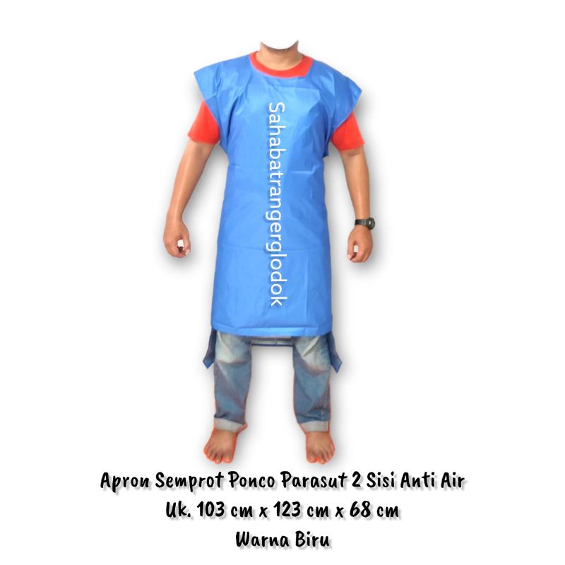 Jual Apron atau Celemek Semprot Ponco Parasut Anti Air warna Biru Uk ...