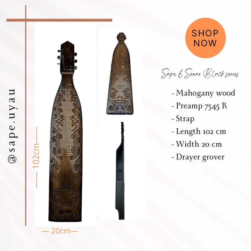 Jual alat musik Sape Dayak 6 senar | Shopee Indonesia