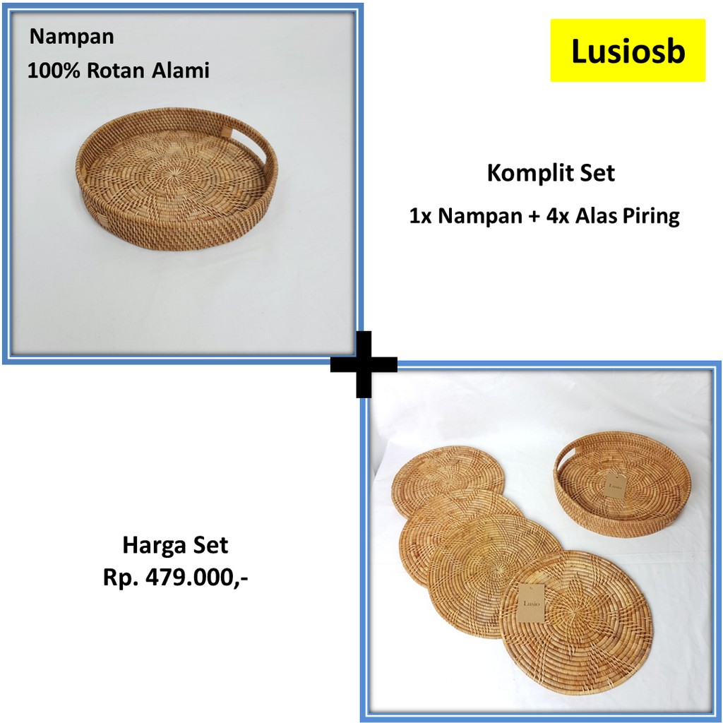 Jual Nampan Rotan / Alas Piring Rotan / Rattan Placemat / Rattan Tray ...