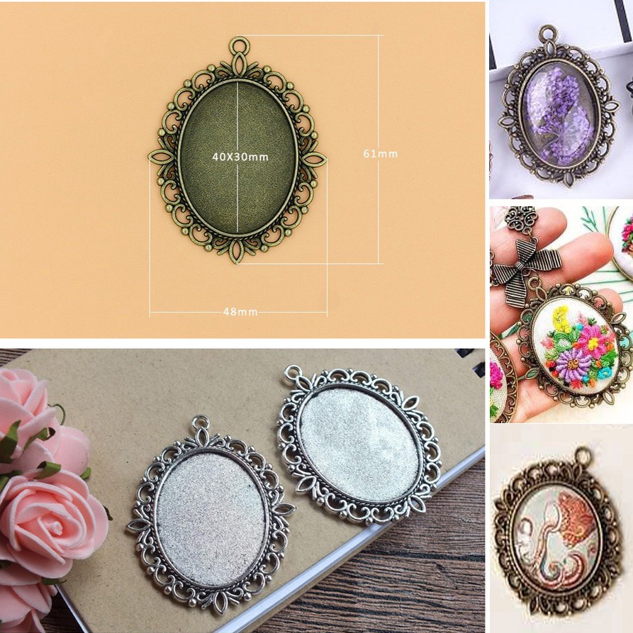 Jual Frame Besar Oval Fit 3x4 CM (30x40 MM) Cangkang Ukir Vintage ...