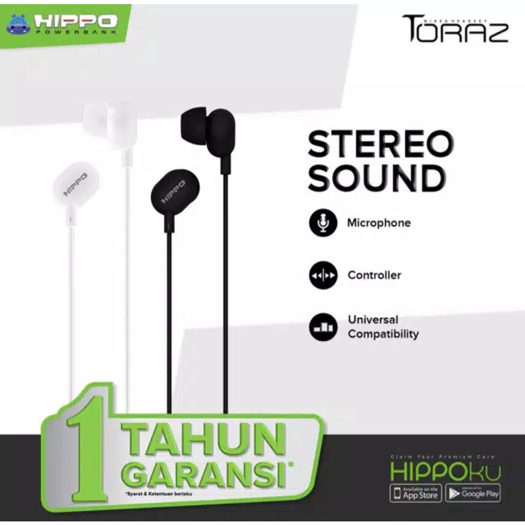 Jual Hippo Handsfree TORAZ Stereo Sound Wired Headset | Shopee Indonesia