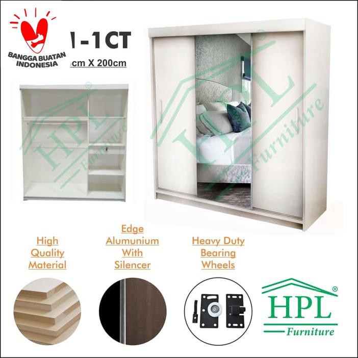 Jual Produk Terbaru - Lemari Pakaian Hpl+Kaca Sliding 3 Pintu Putih ...